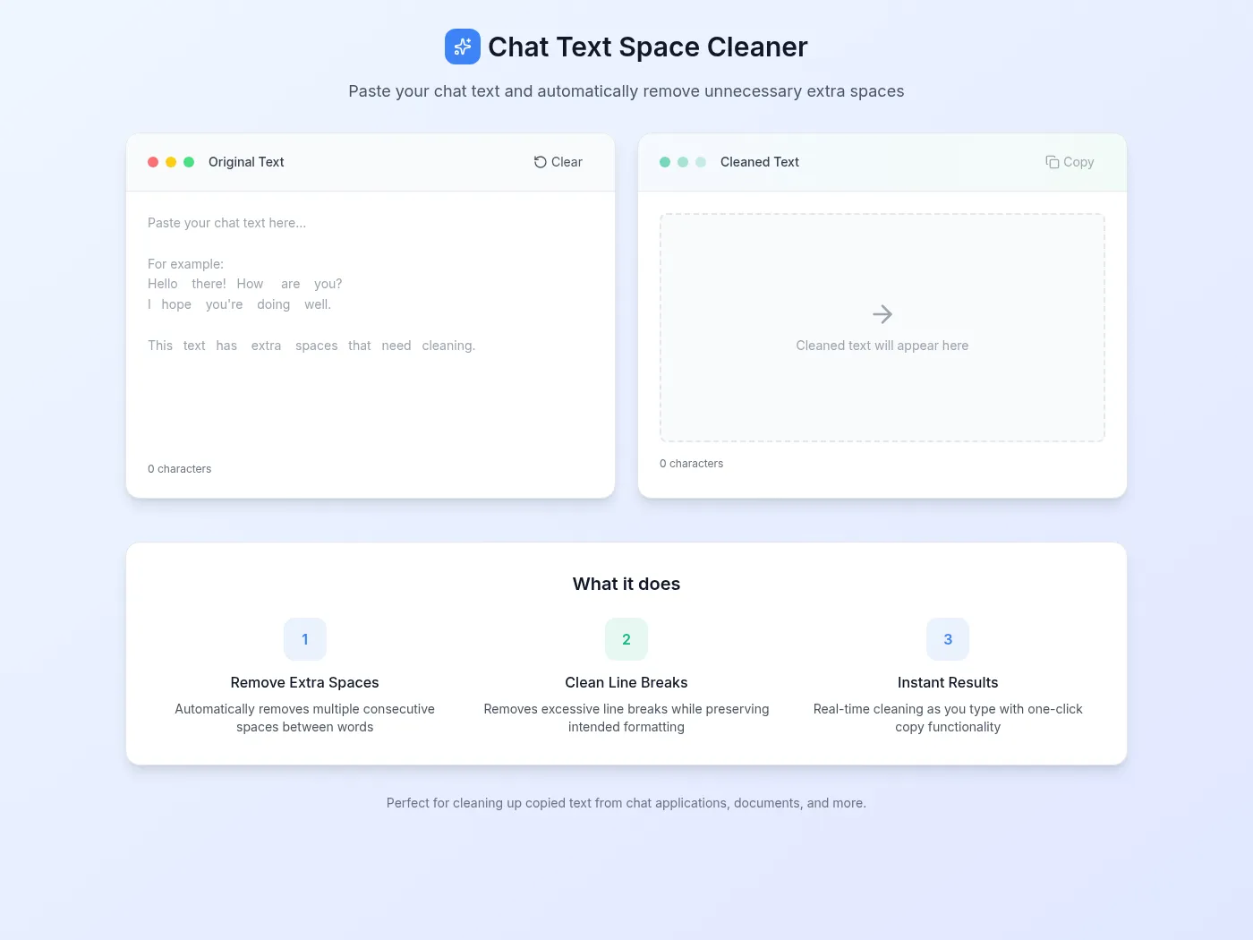 Chat Text Space Cleaner