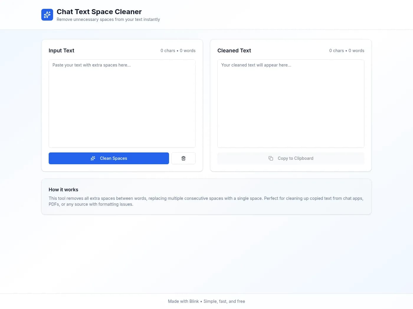 Chat Text Space Cleaner