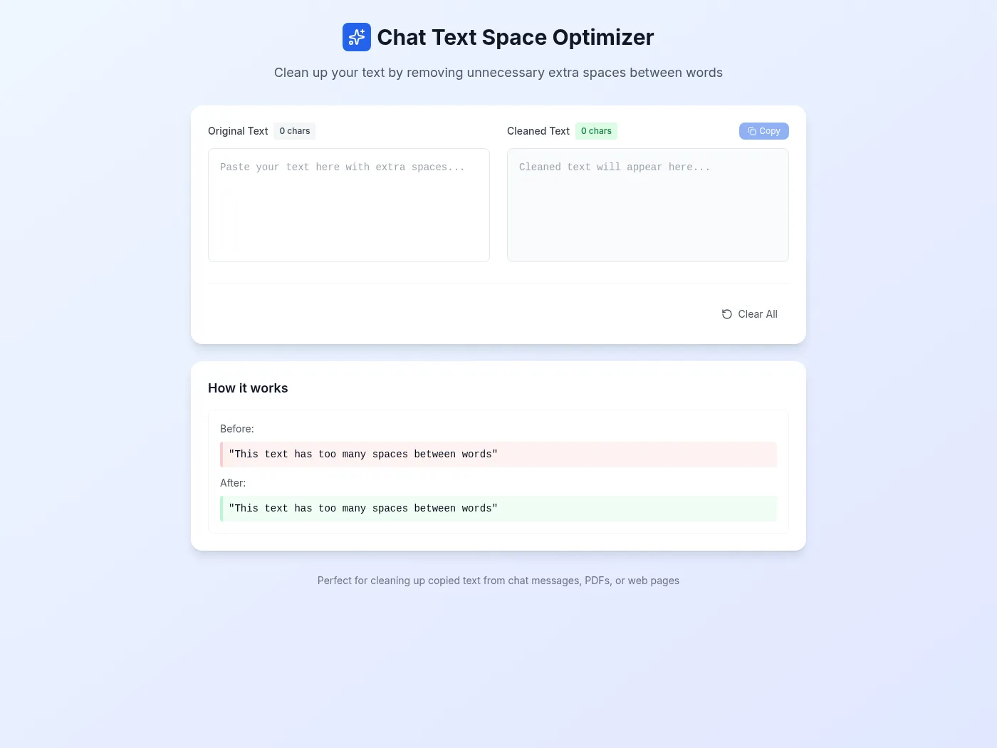 Chat Text Space Optimizer
