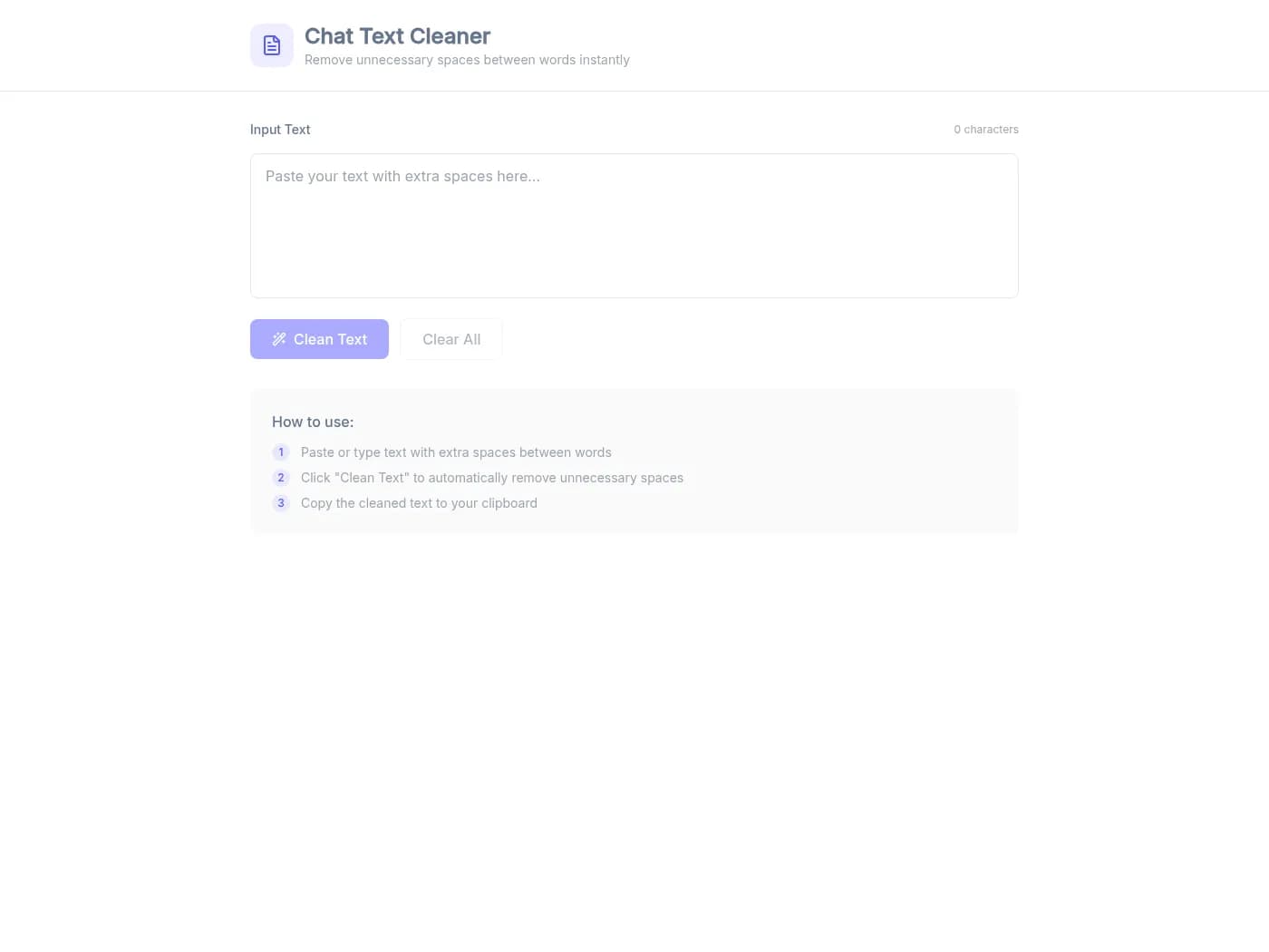 Chat Text Cleaner and Space Remover Tool