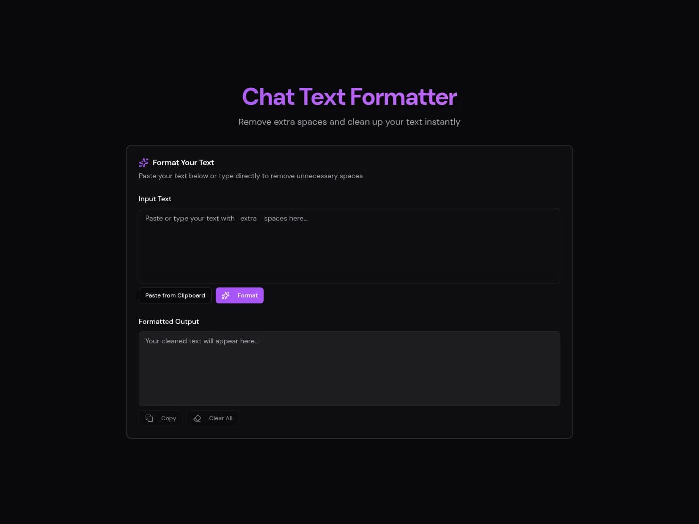 Chat Text Formatter & Space Remover