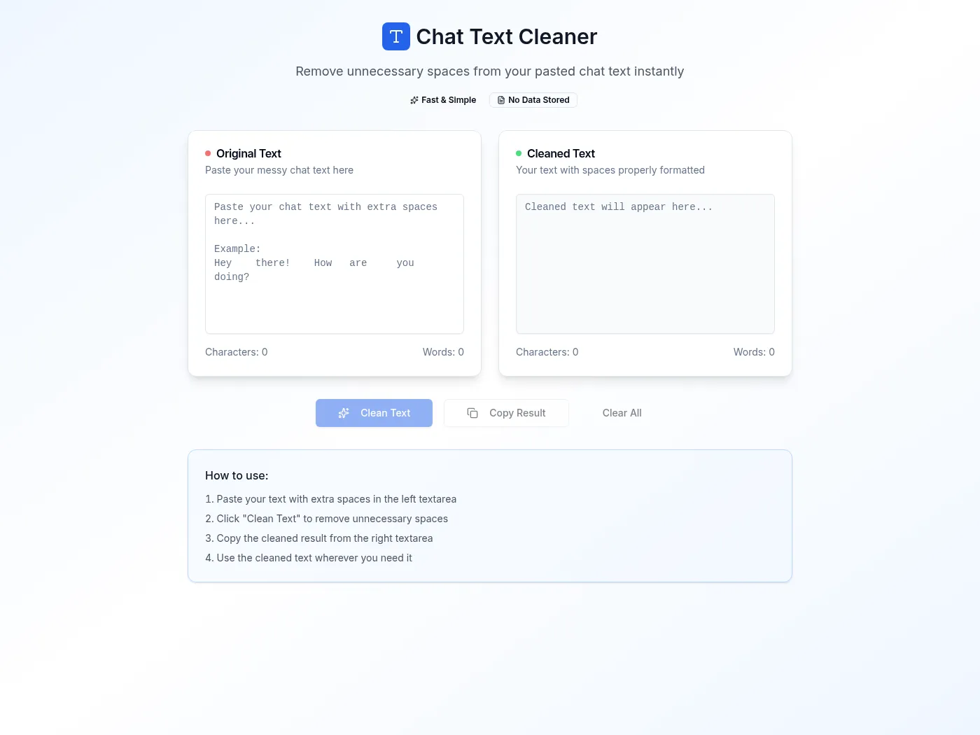 Chat Text Cleaner & Space Remover