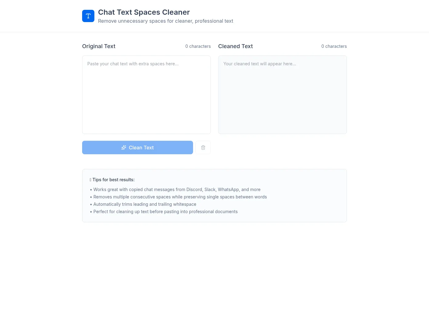Chat Text Spaces Cleaner