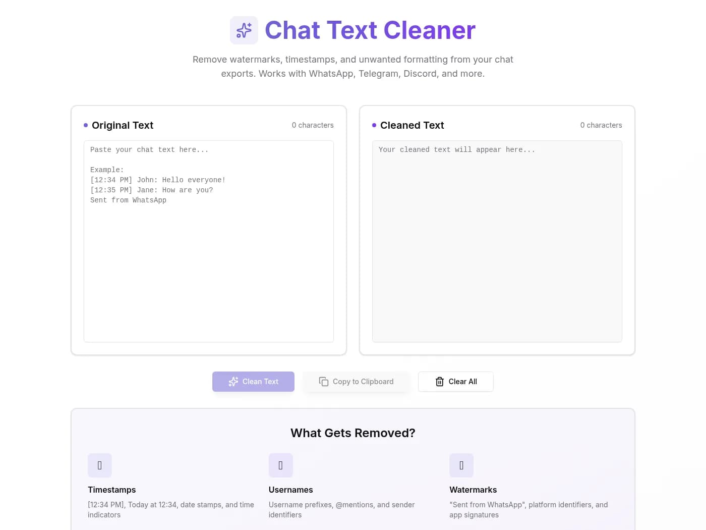 Chat Text Watermark Cleaner