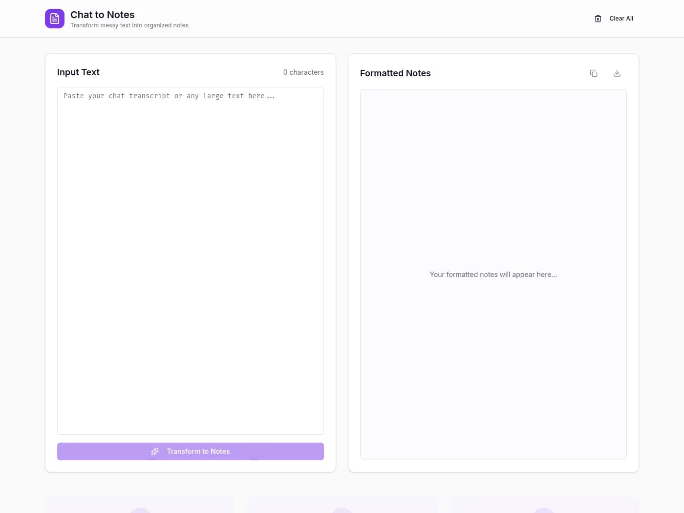 Chat Transcript to Easy Notes Converter
