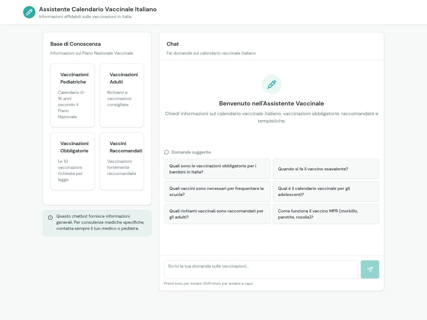 Calendario Vaccinale Italia Chatbot