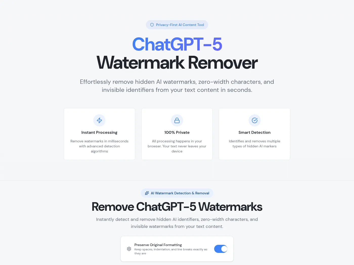 ChatGPT-5 Watermark Remover for Text Content