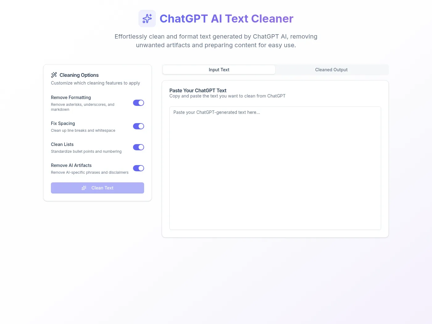 ChatGPT AI Text Cleaner