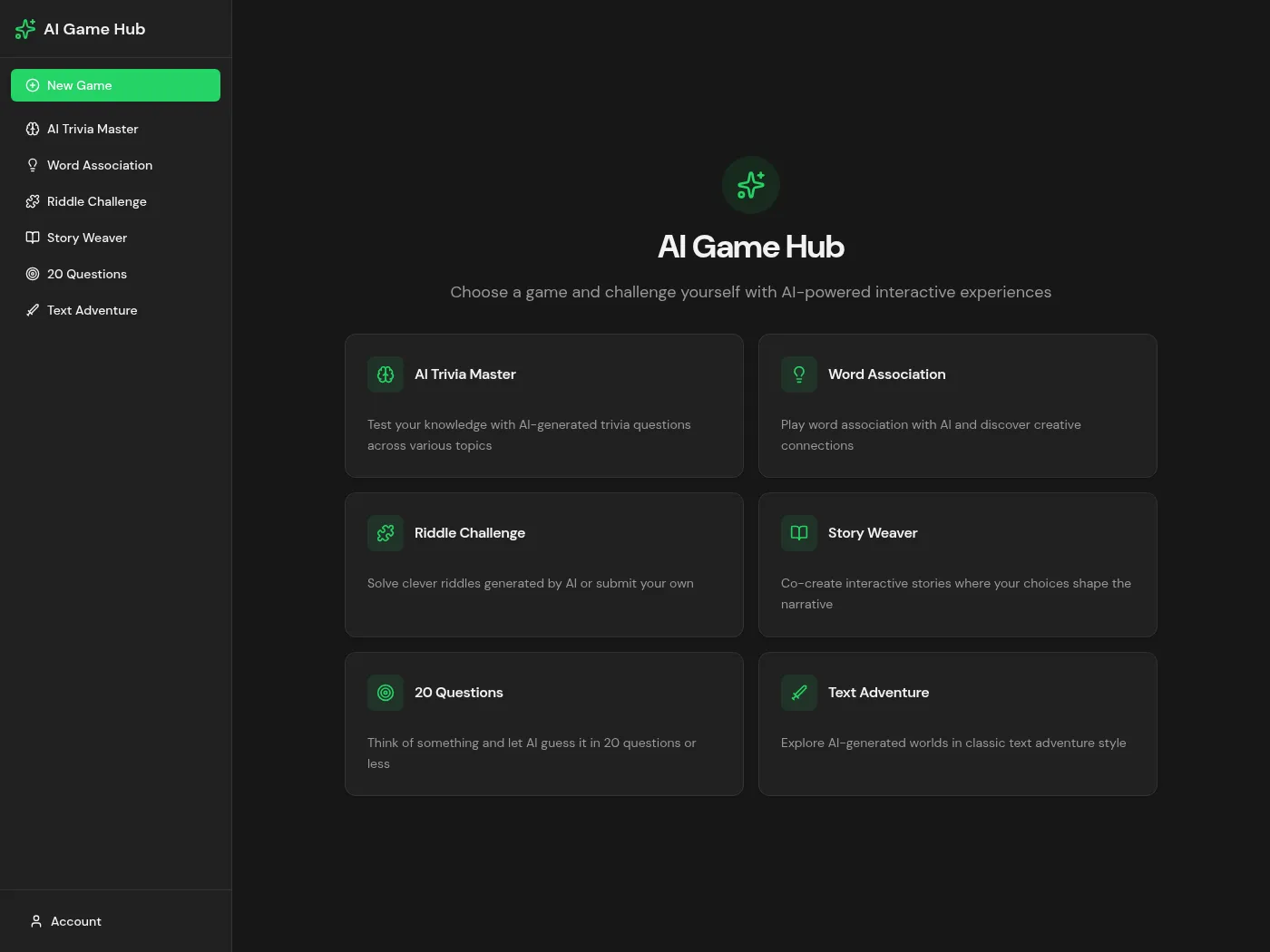 ChatGPT-Inspired AI Game Hub