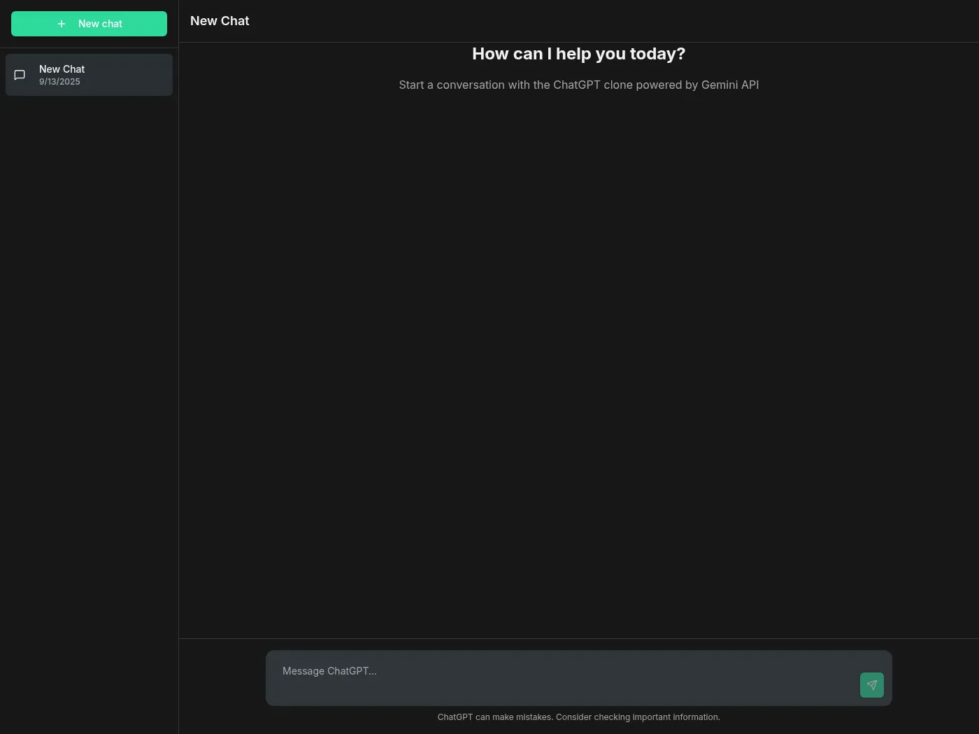 ChatGPT.com Clone Powered by Gemini API in PHP
