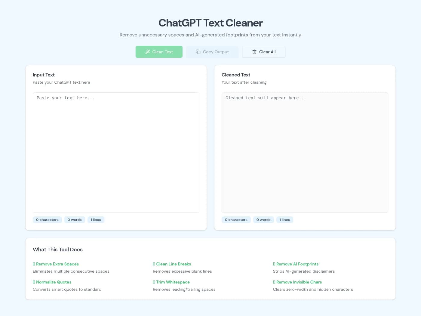 ChatGPT Text Cleaner & Editor