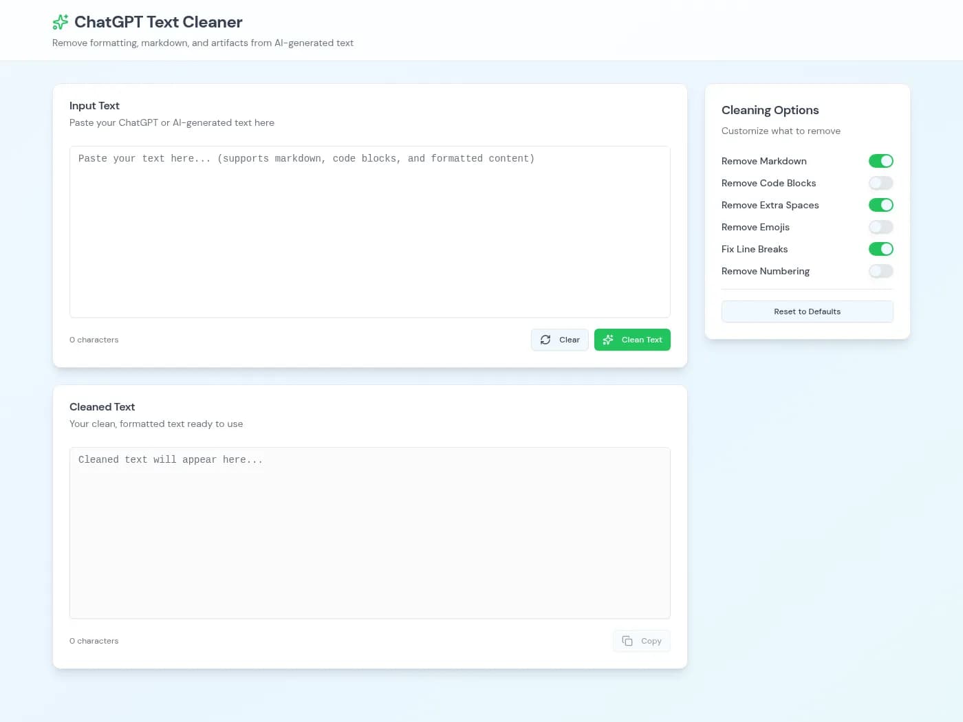 ChatGPT Text Cleaner