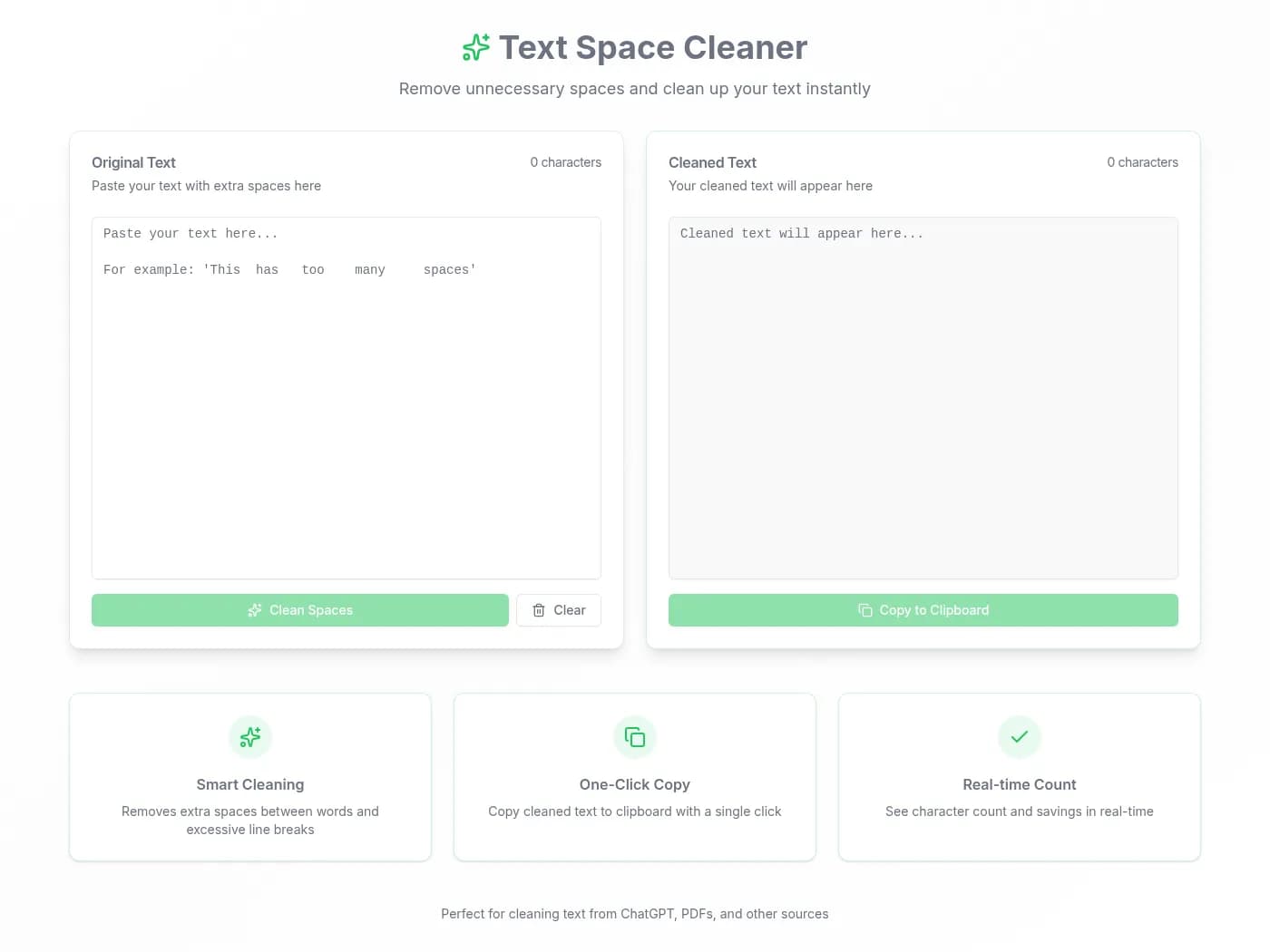 ChatGPT Text Space Cleaner