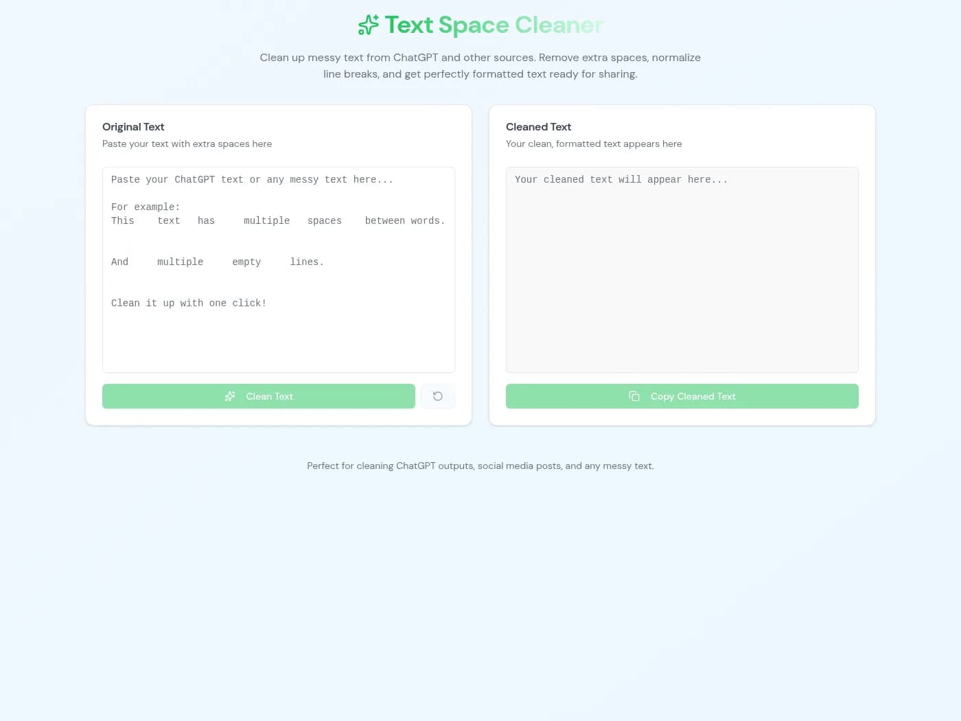 ChatGPT Text Space Cleaner