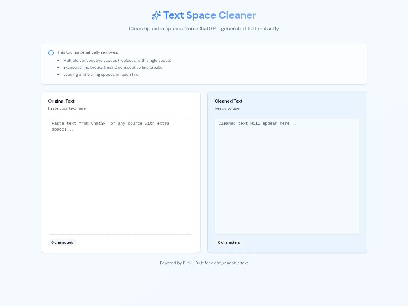 ChatGPT Text Space Cleaner