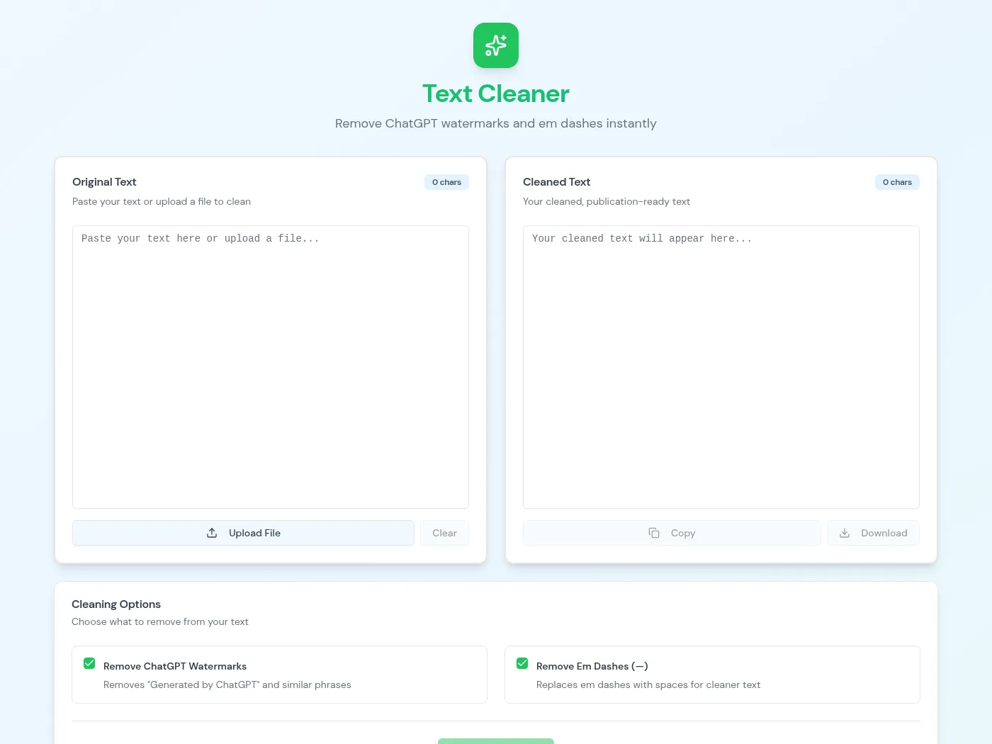 ChatGPT Watermark and Em Dash Cleaner