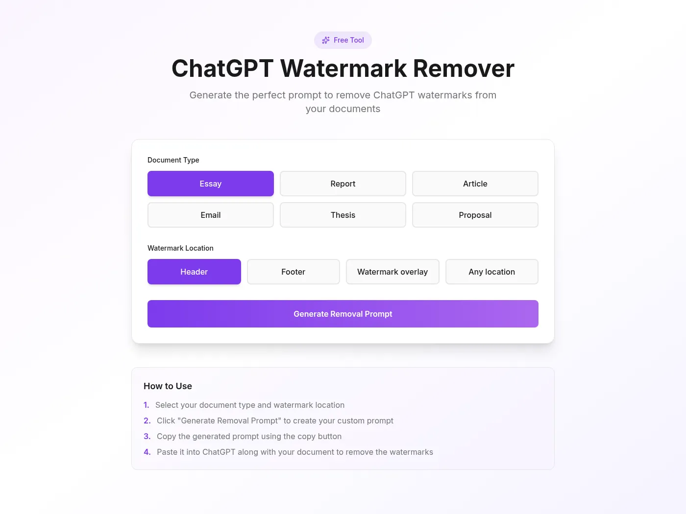 ChatGPT Watermark Remover Prompt