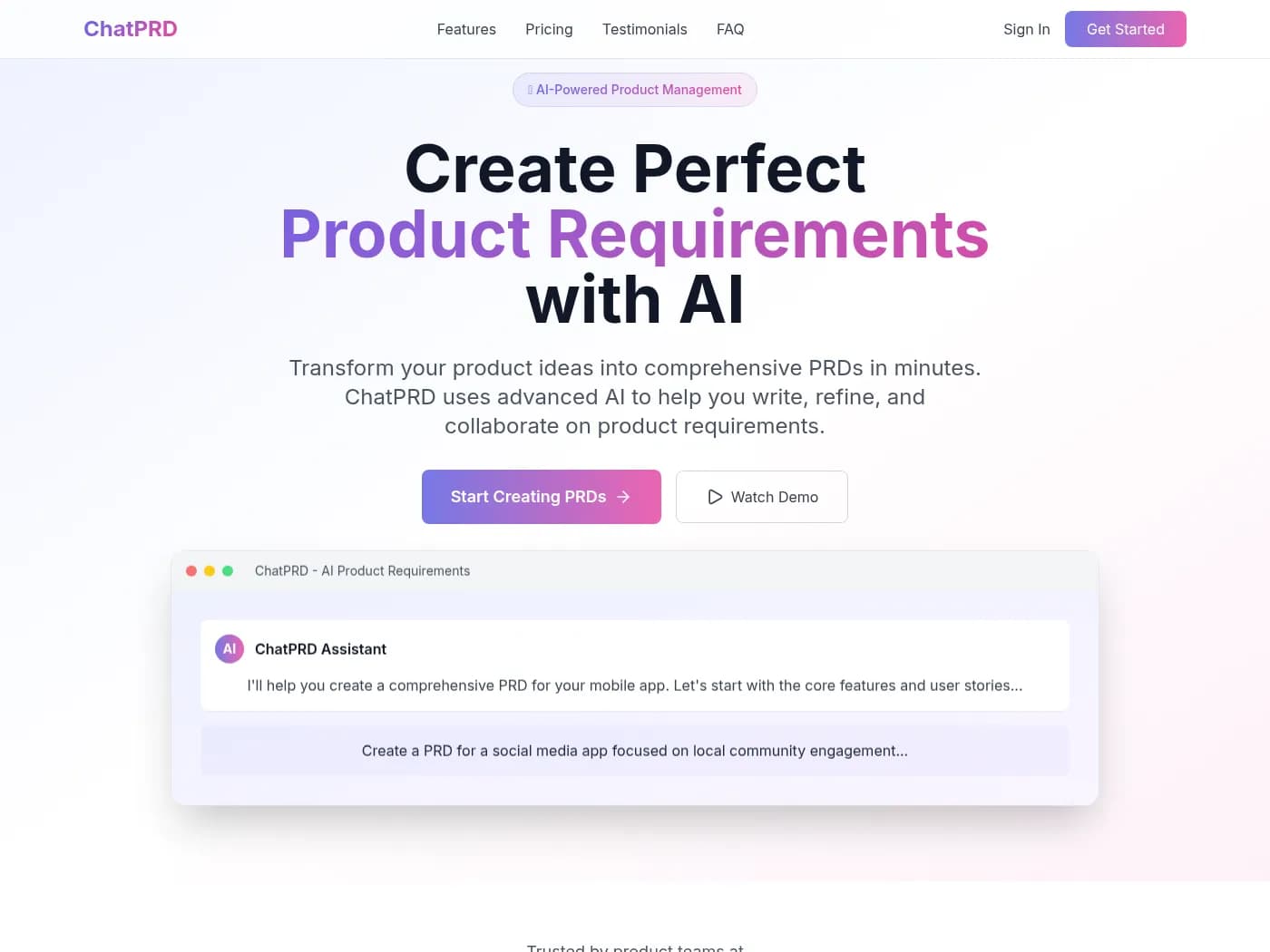 ChatPRD AI Website Clone