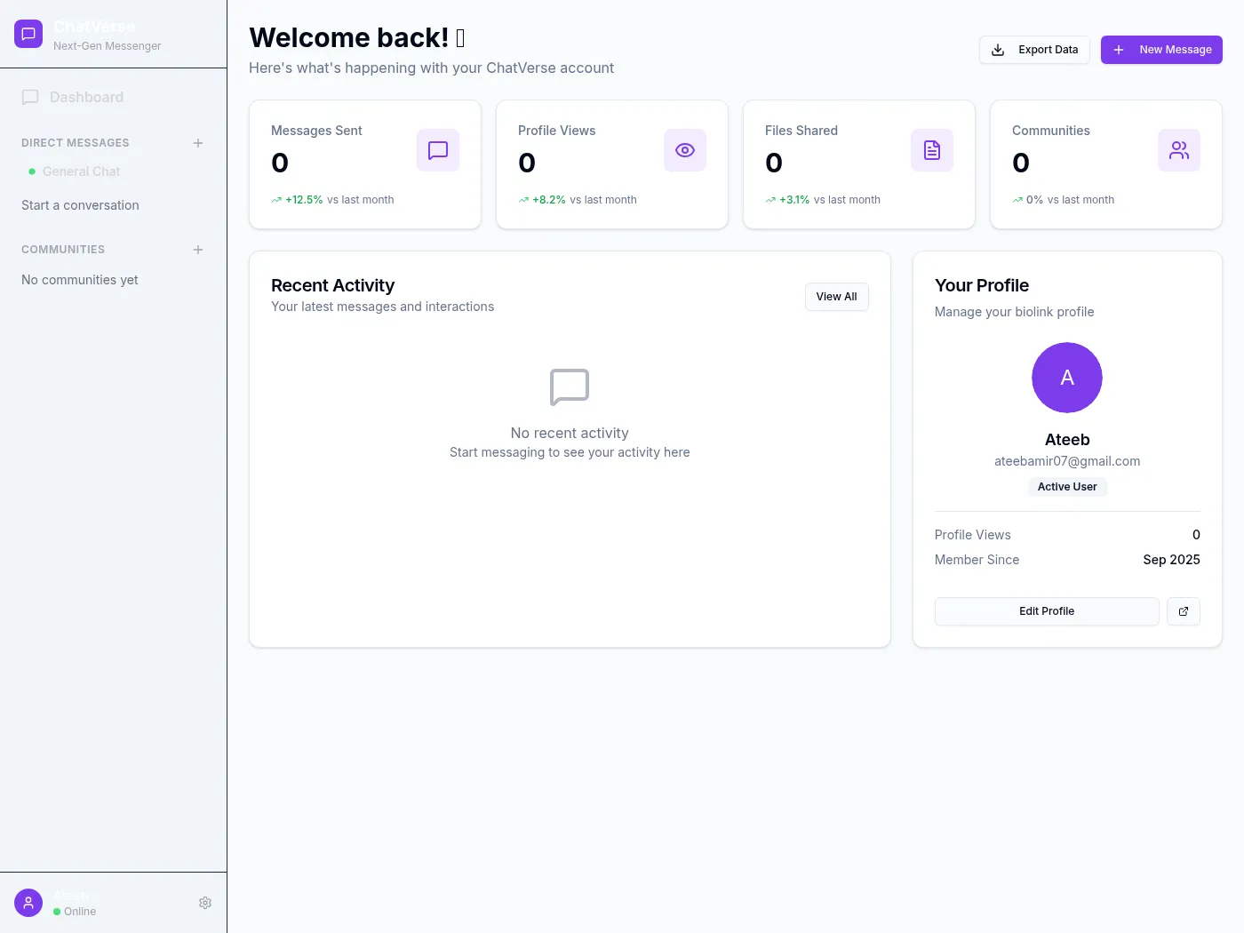 ChatVerse – A Next-Gen WhatsApp-Inspired Web Messenger with Discord-Style Communities