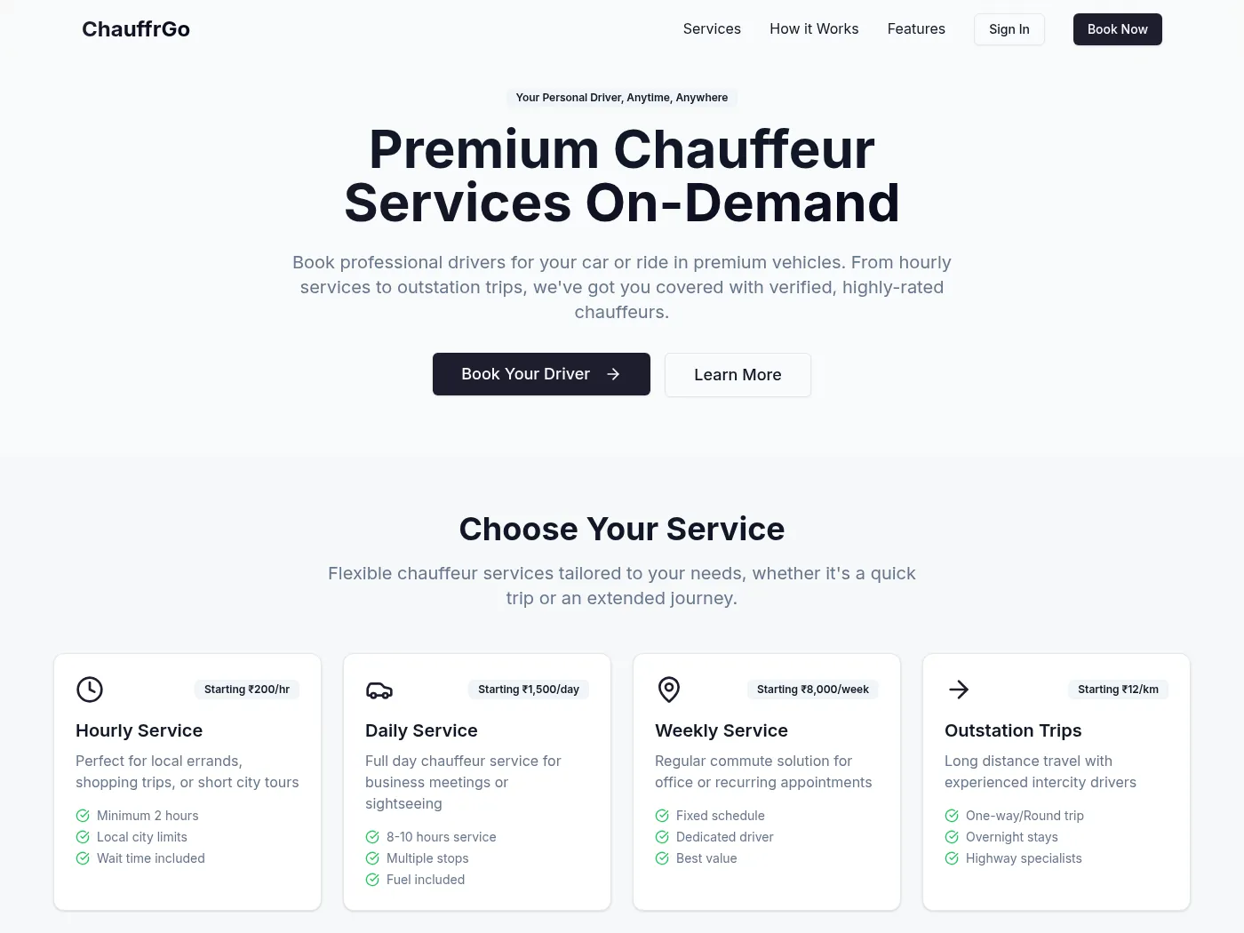 ChauffrGo: On-Demand Chauffeur Booking Platform