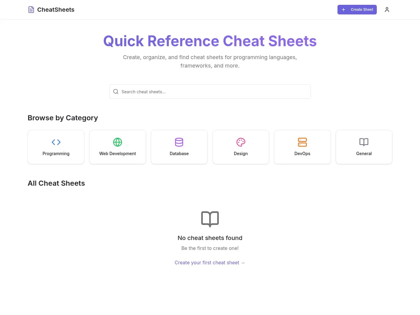 Cheat Sheet Web App
