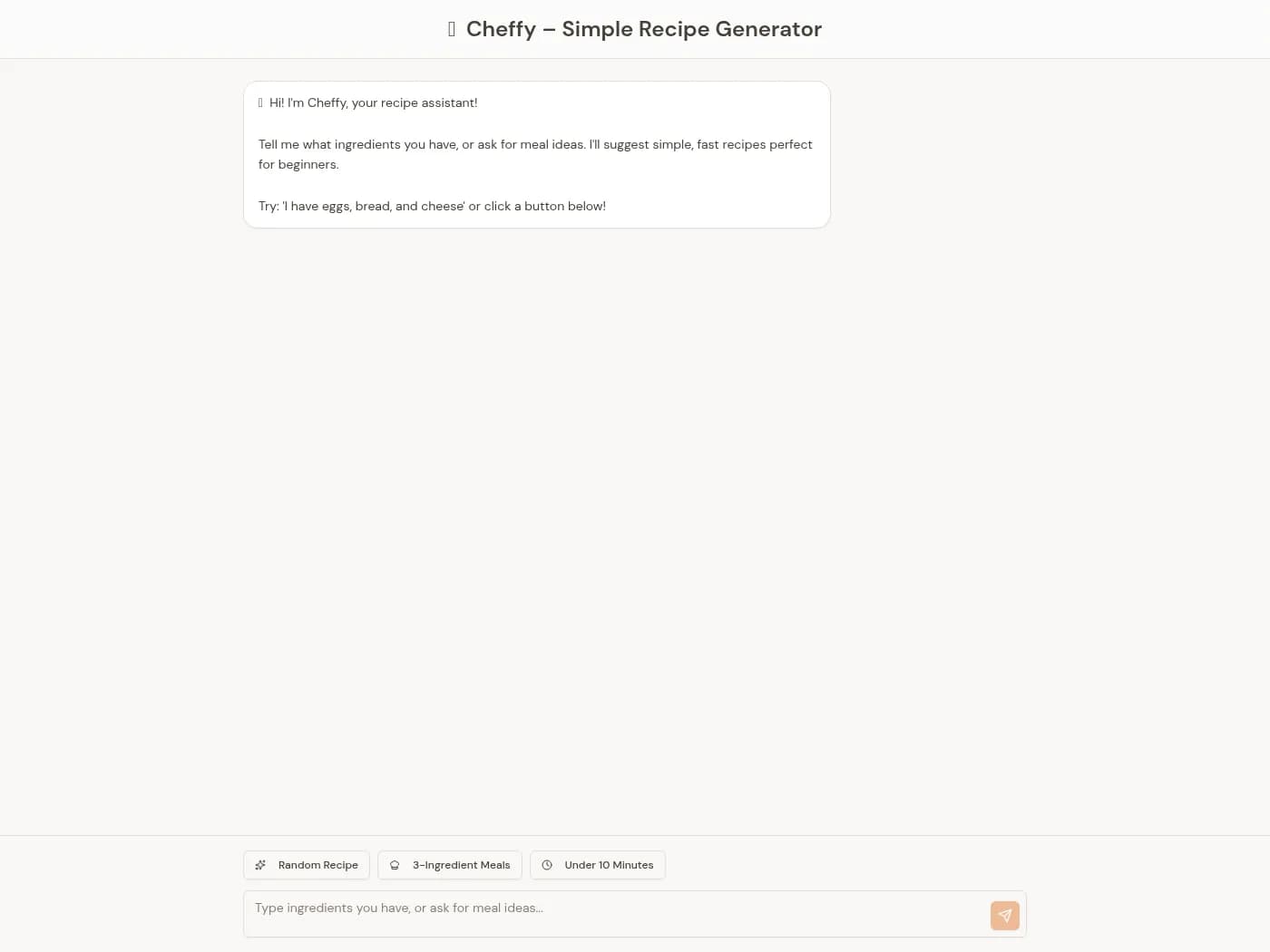 Cheffy – AI Recipe Chatbot for Easy, Fast Meals