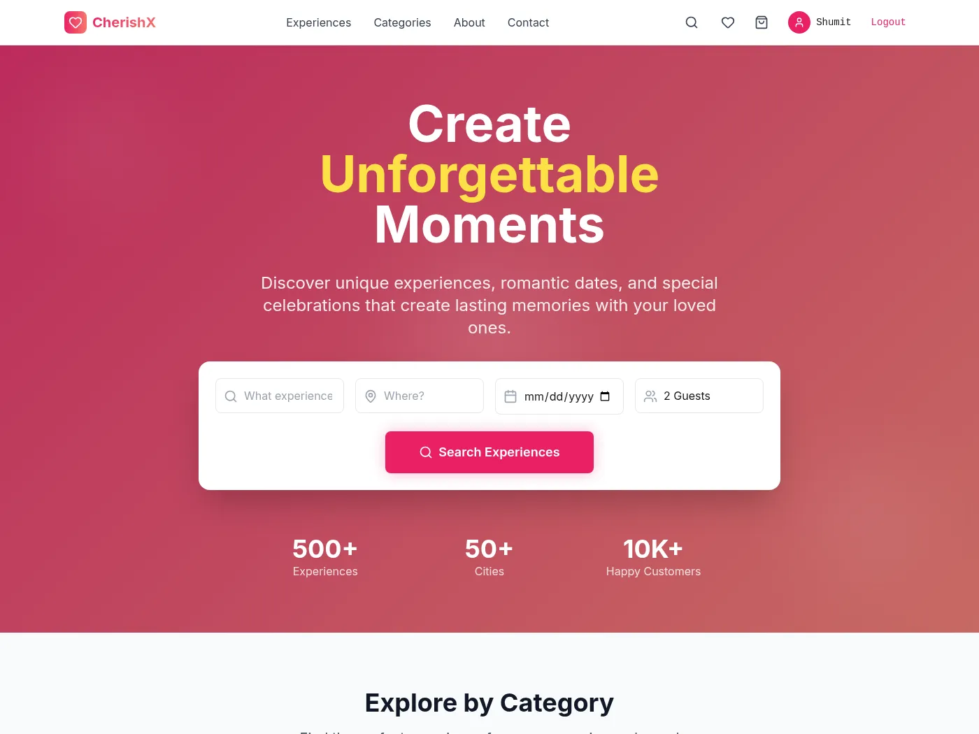 CherishX Experience Booking Platform