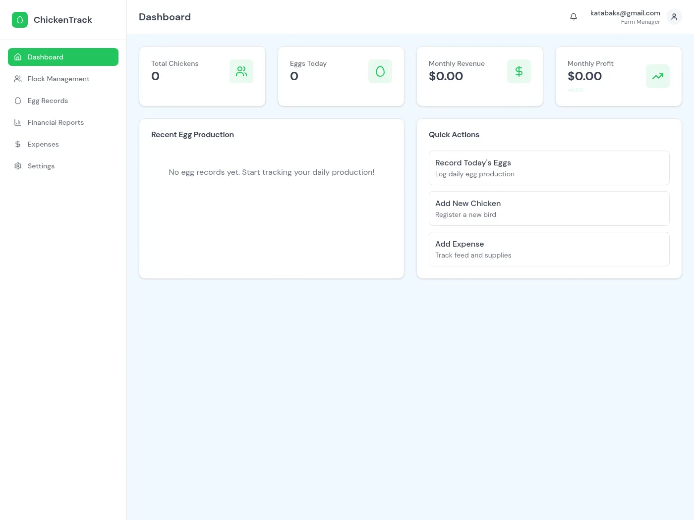 Chicken House Management Dashboard