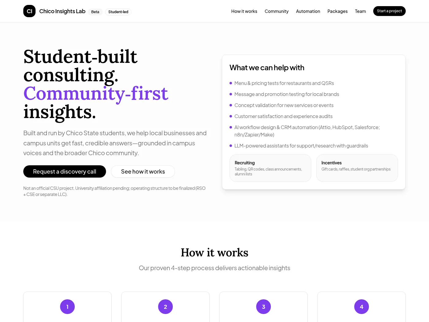 Chico Insights Lab: Student-Led Consulting for Community-Driven Insights & Automation