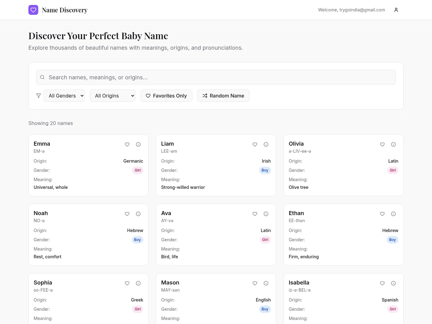 Child Name Discovery Tool
