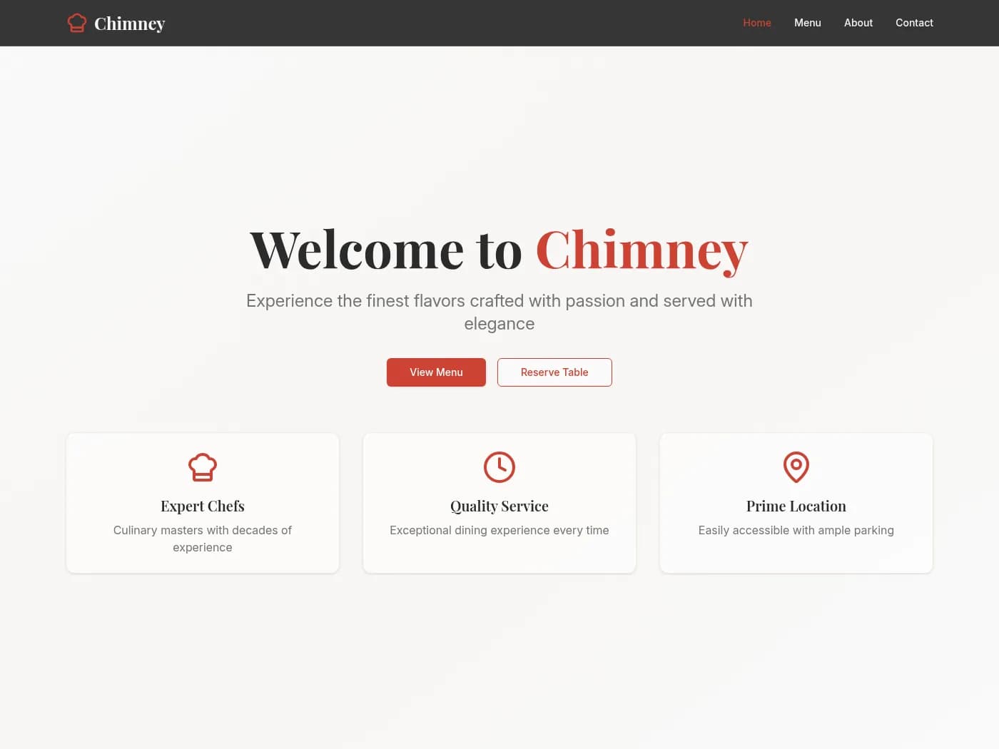 Chimney Restaurant Website