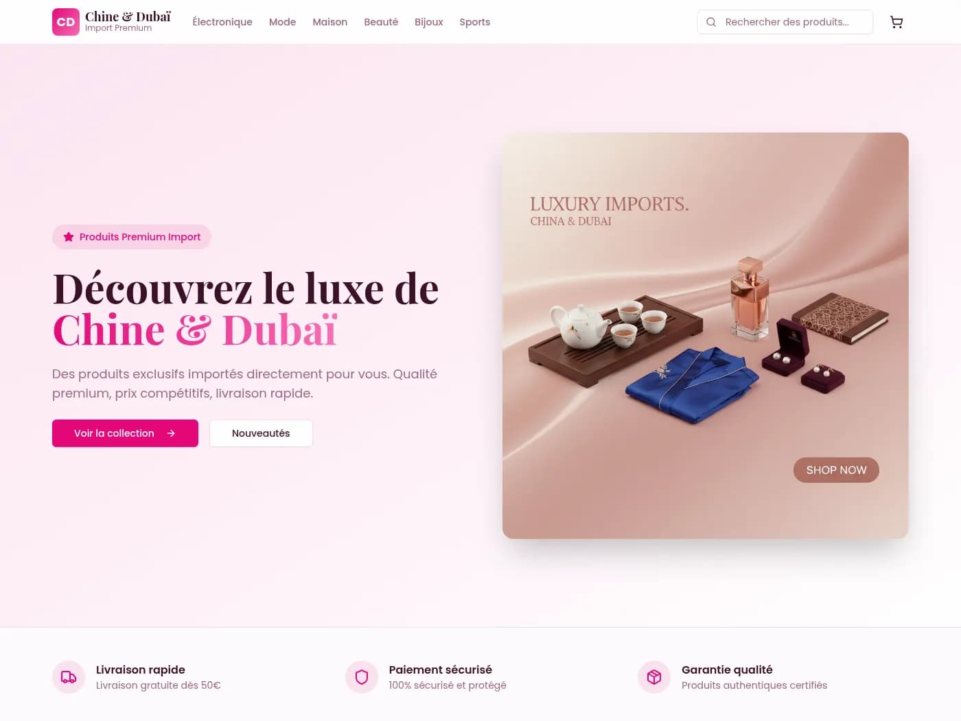 Chine & Dubaï Import E-Commerce Boutique
