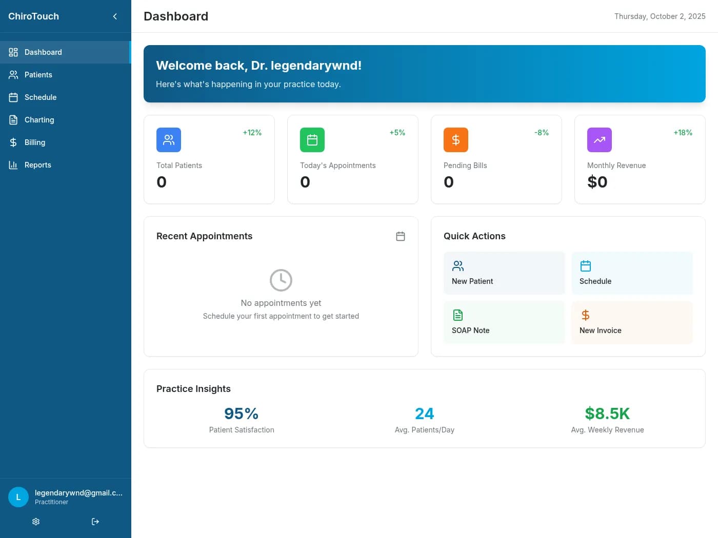 ChiroTouch Clone - Cloud Chiropractic Practice Management System