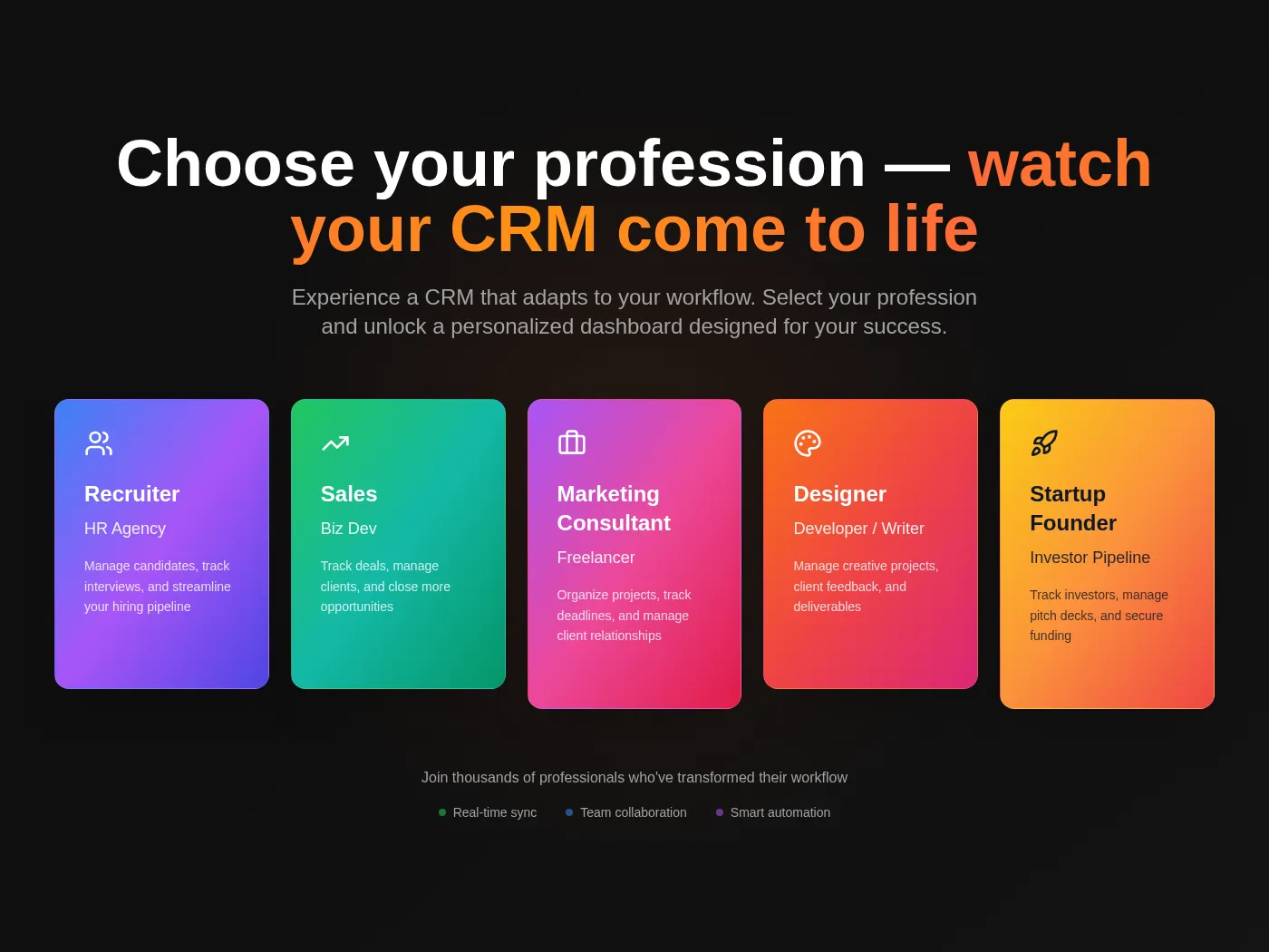 Choose Your Profession CRM