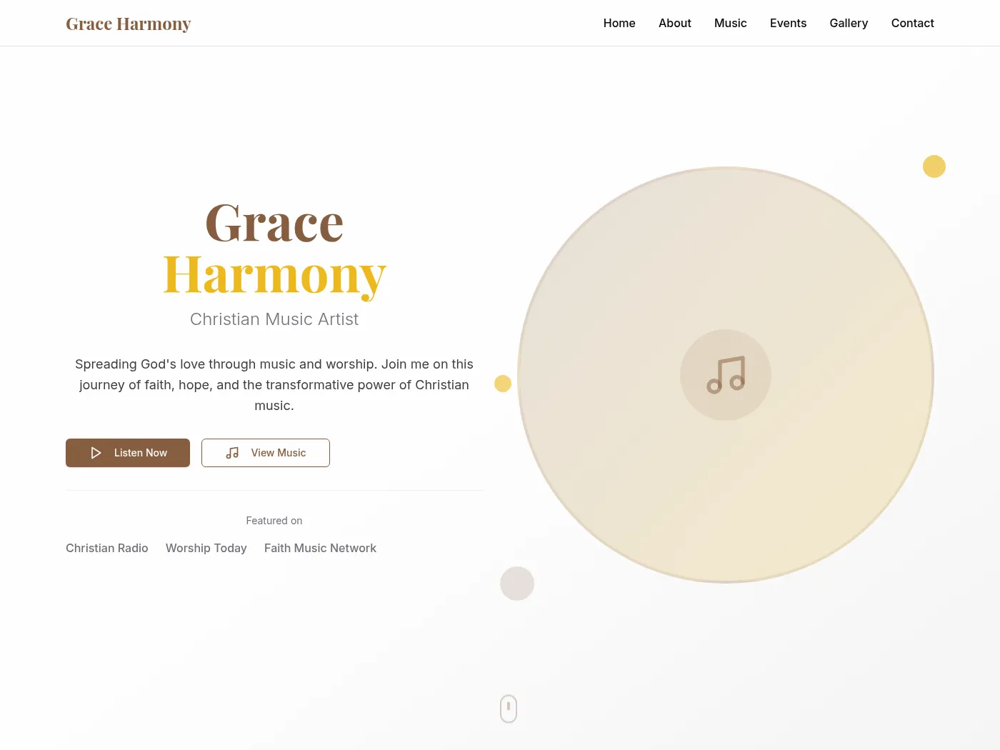 Christian Music Artist Portfolio Website