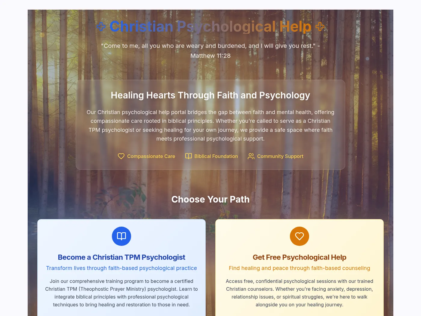 Christian Psychological Help Landing Page