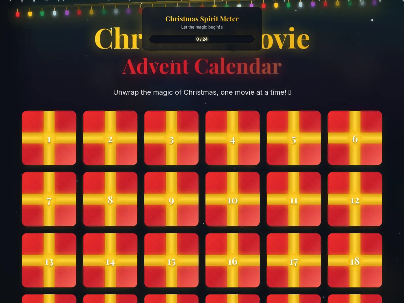 Christmas Movie Advent Calendar: Maximalist Festive Interactive Movie Reveal Experience