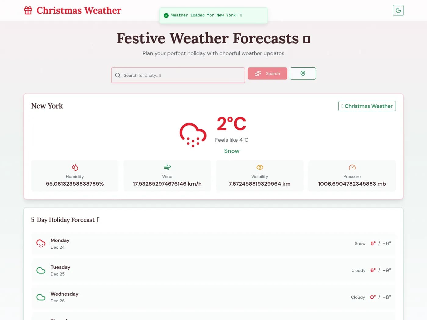 Christmas Weather App