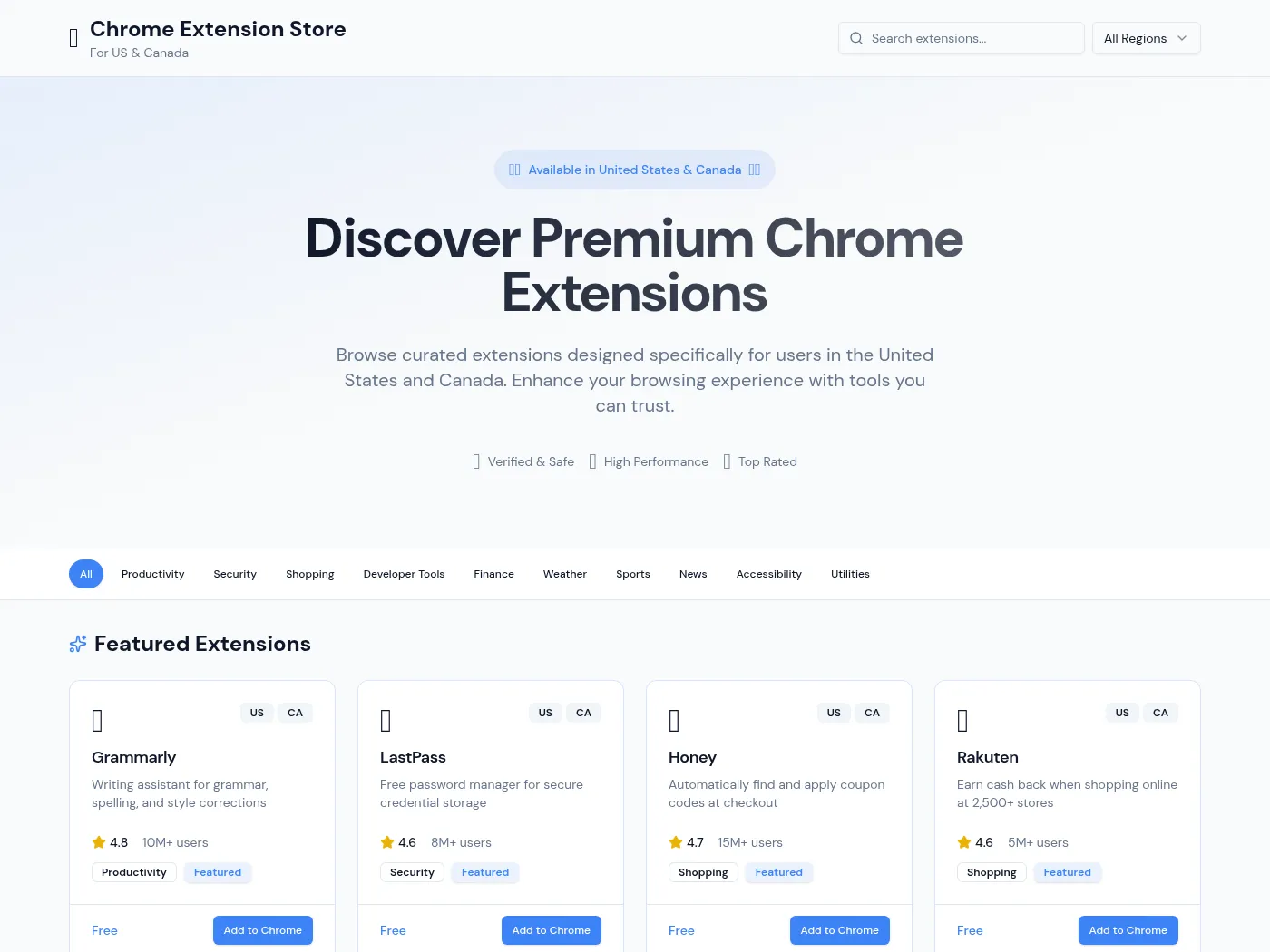 Enhanced Chrome Extension Store for US and Canada