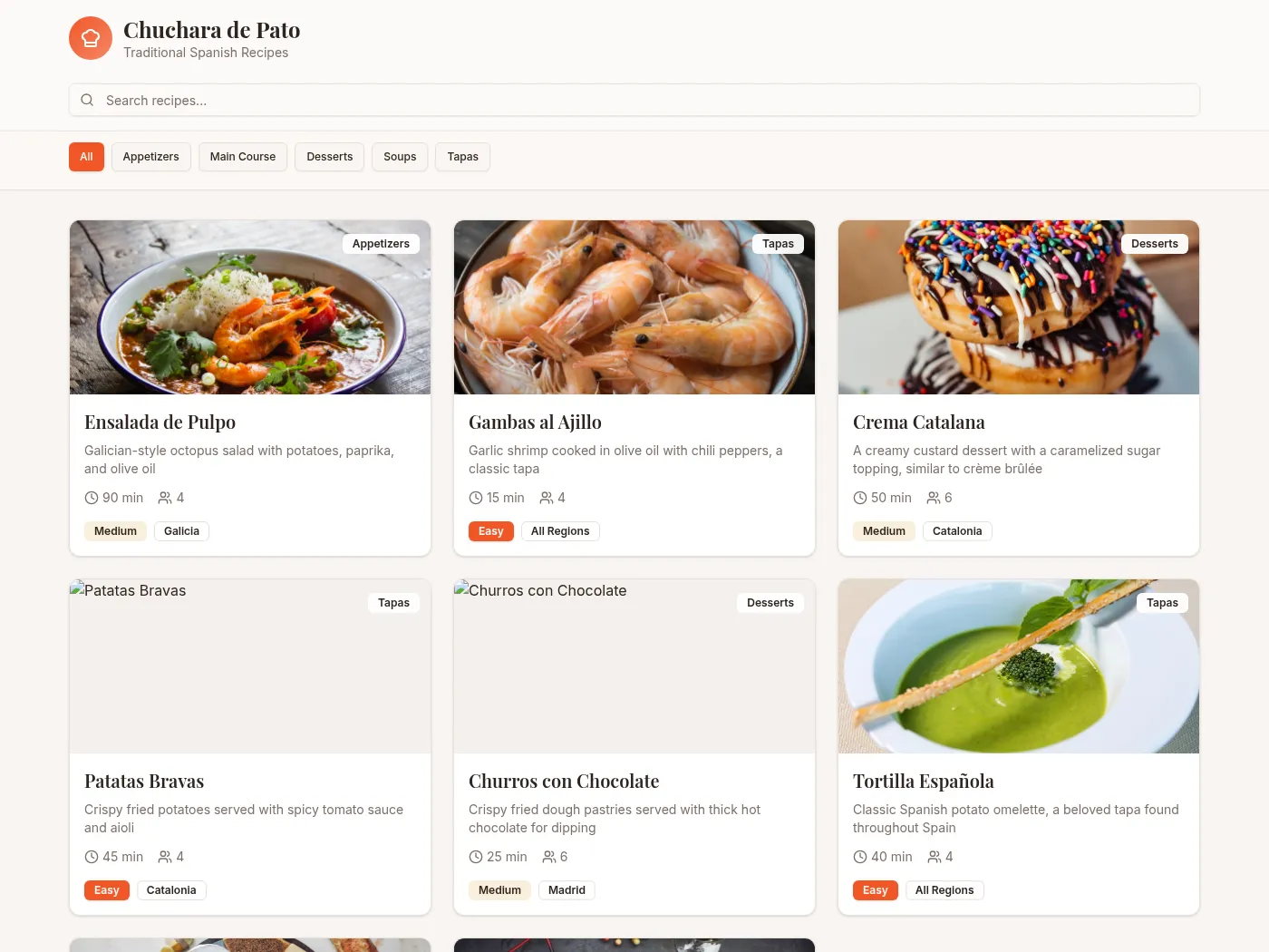 Chuchara de Pato: Spanish Cuisine Recipe Finder