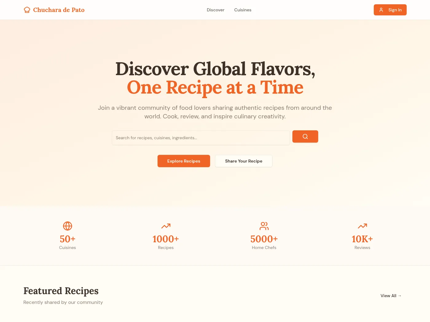 Chuchara de Pato: International Food & Cooking Discovery Platform