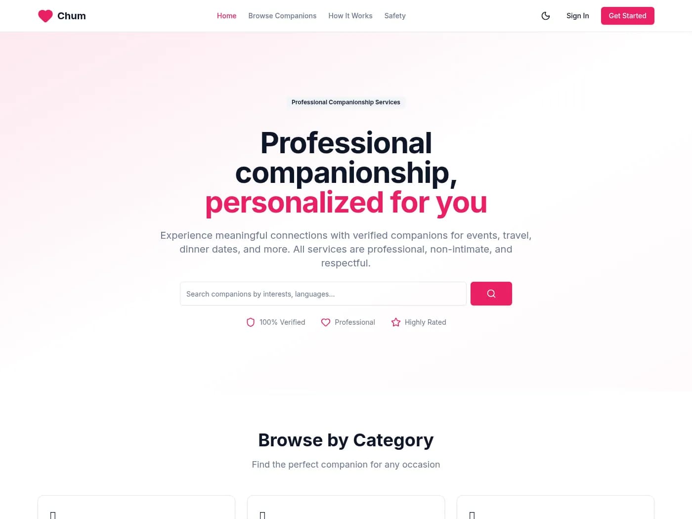 Chum: Professional Companion Services Platform