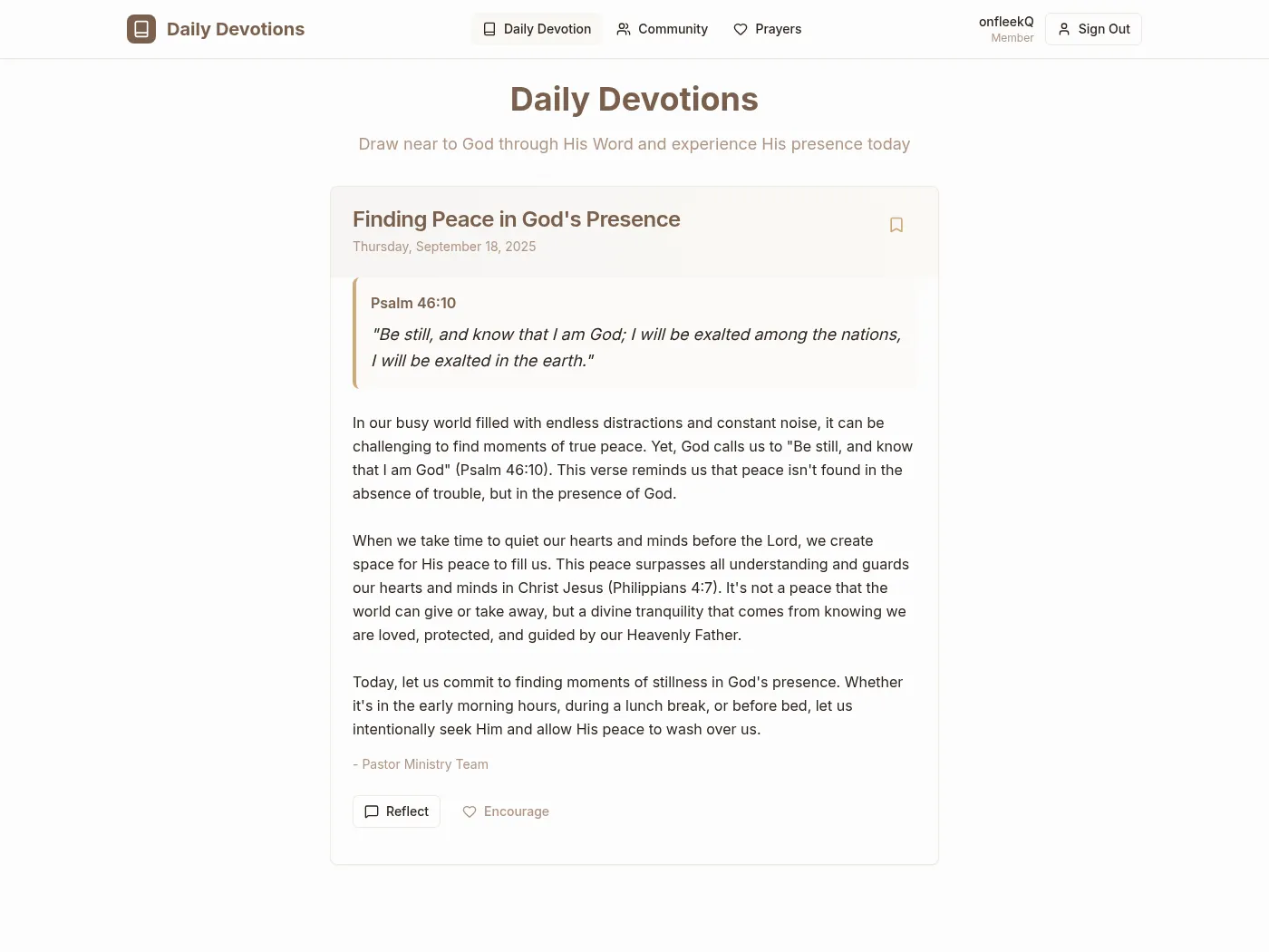 Church Bible Devotion Platform