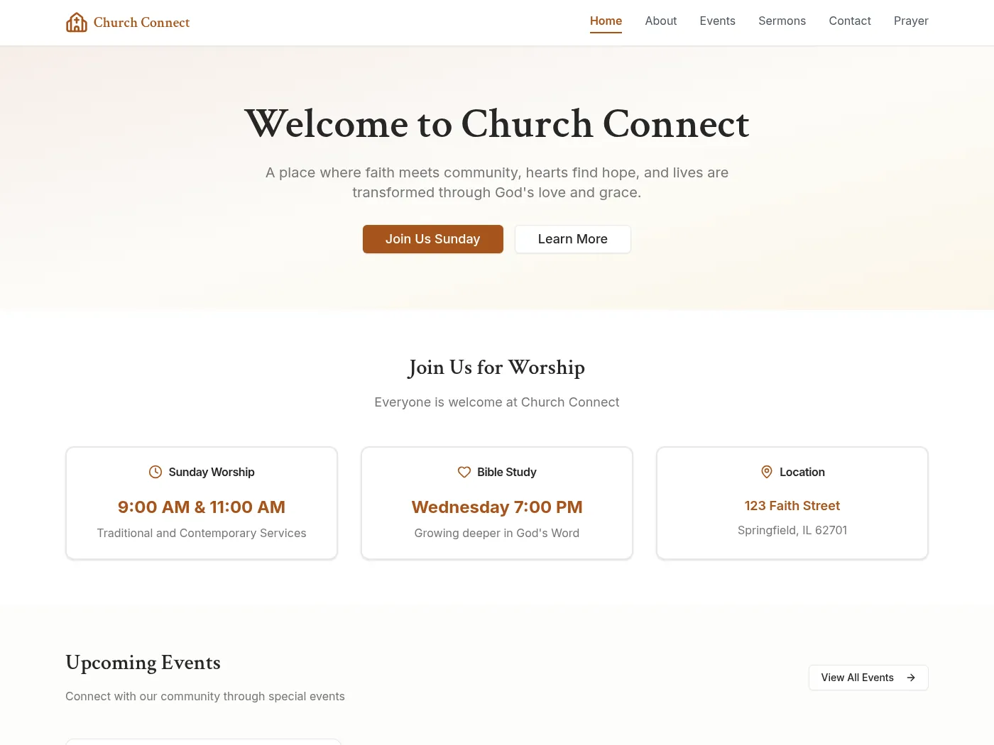 Church Connect: Lightweight & Dynamic Church Website MVP