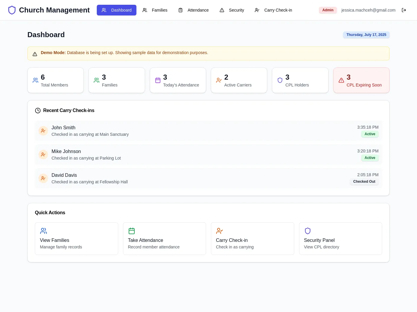 Church Family Management System