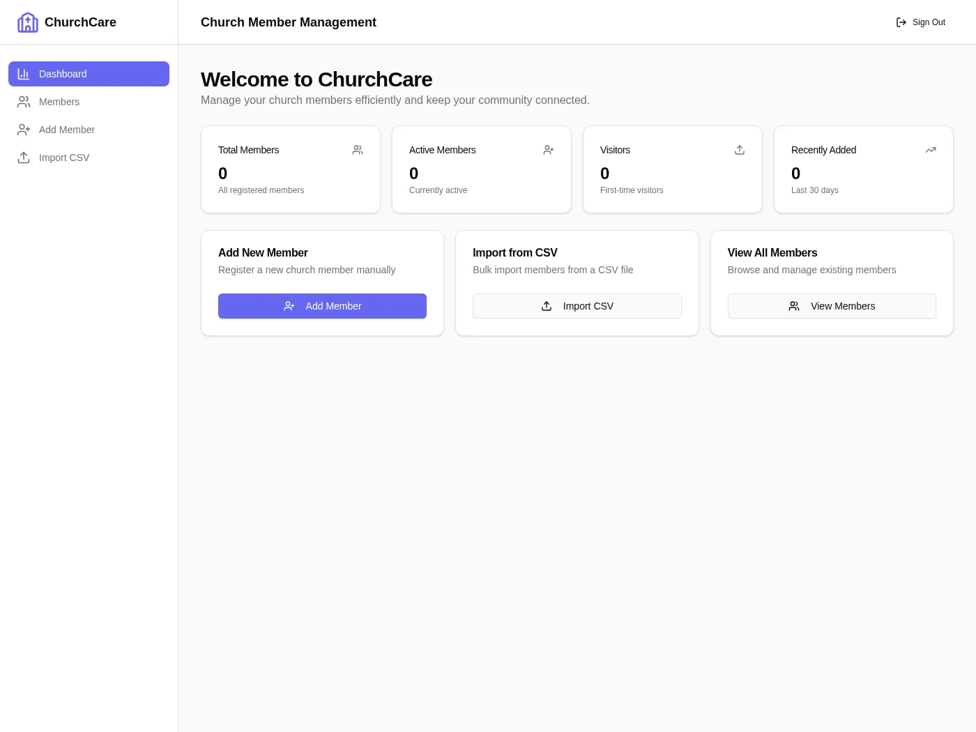 Church Inreach Member Management App