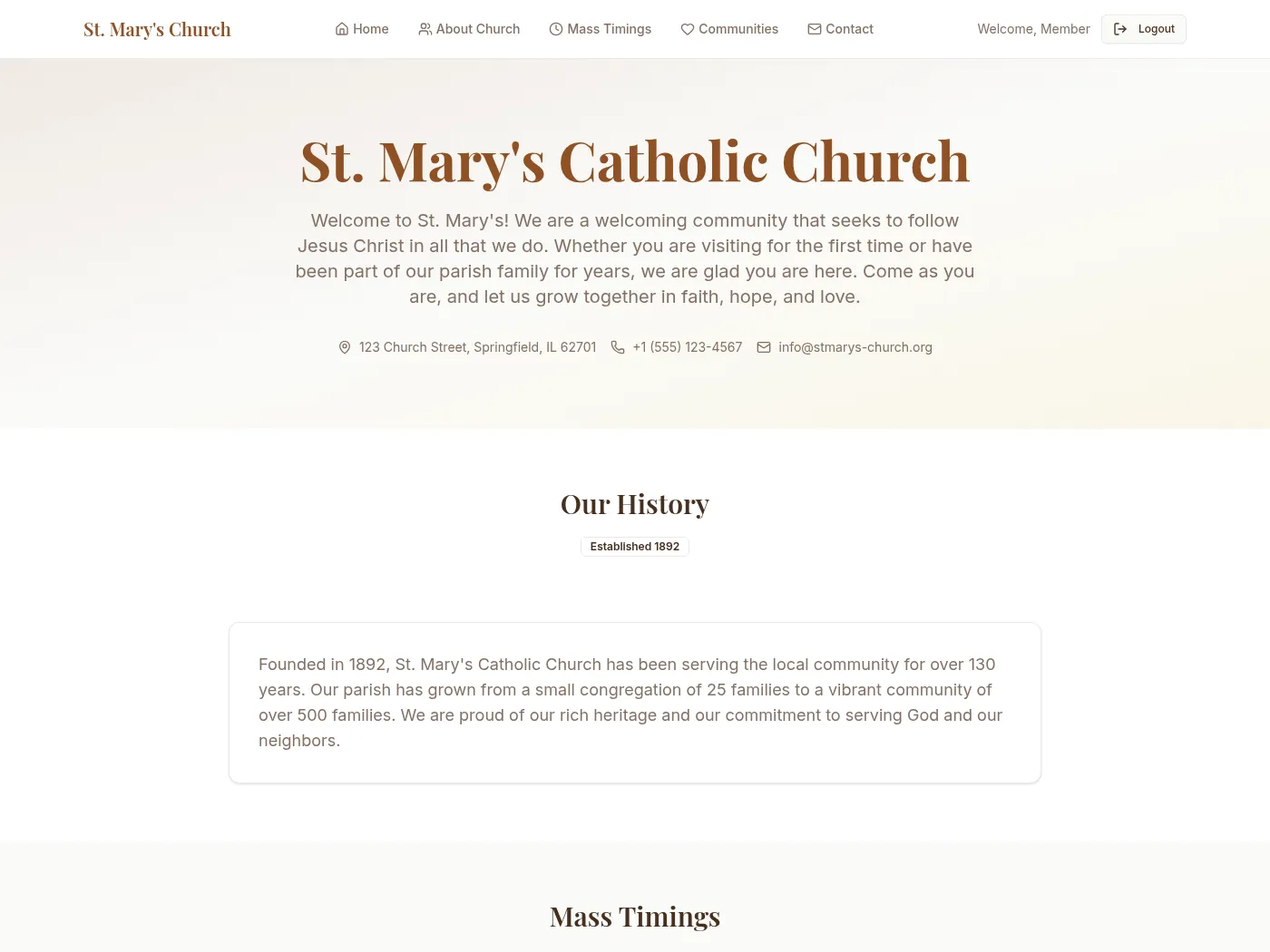 Church Portal App with Vicar & Sacristan Access
