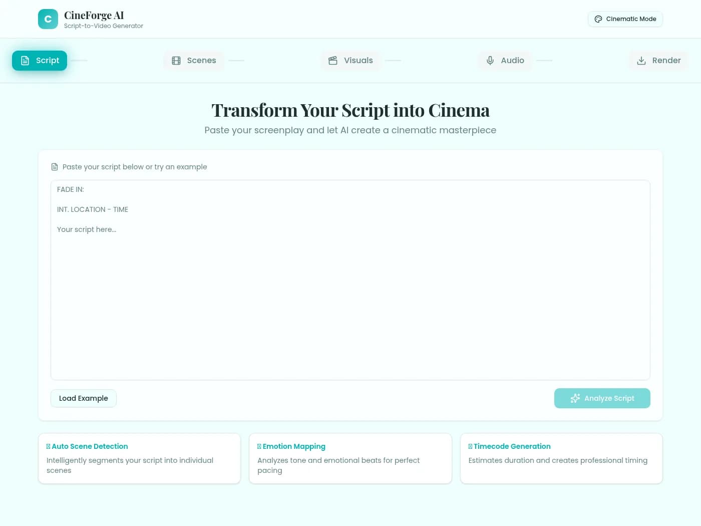 CineForge AI: Script-to-Video Cinematic Generation Platform
