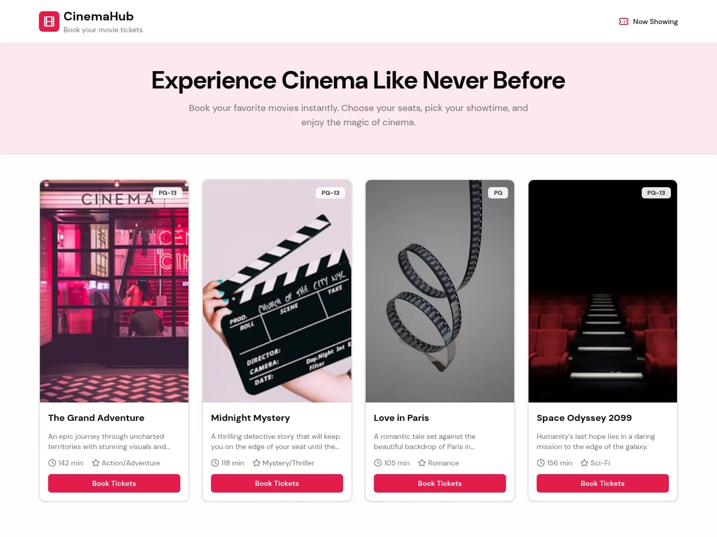Cinema Ticket Booking Landing Page