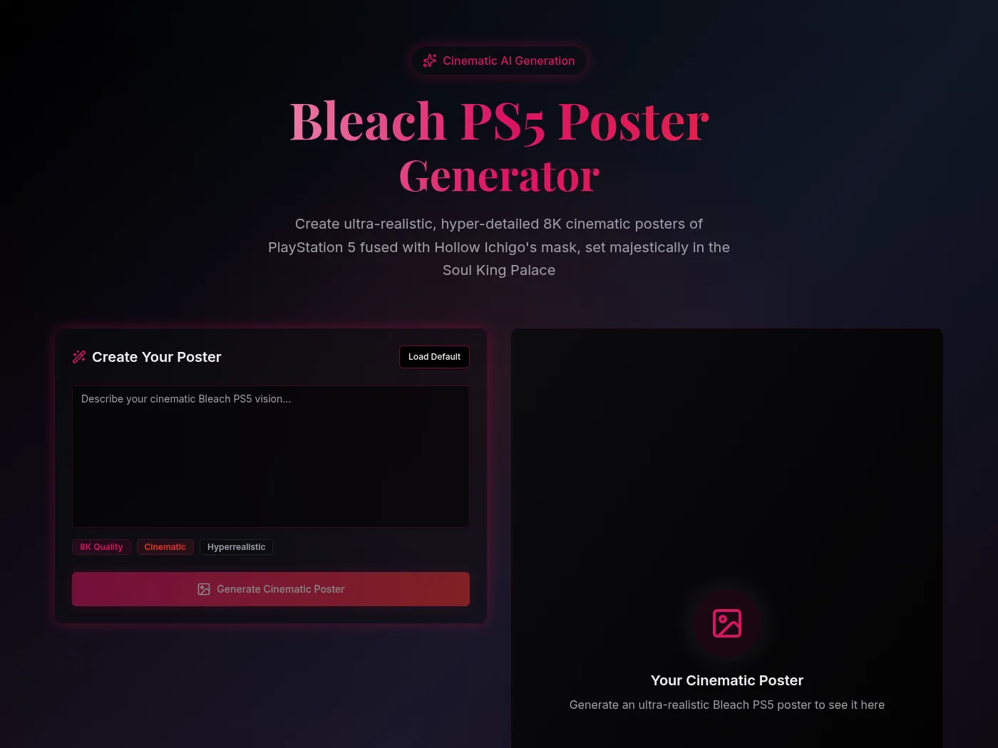 Cinematic Bleach-Inspired PlayStation 5 Poster Generator